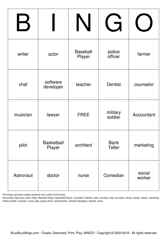 Career Bingo Cards to Download, Print and Customize!