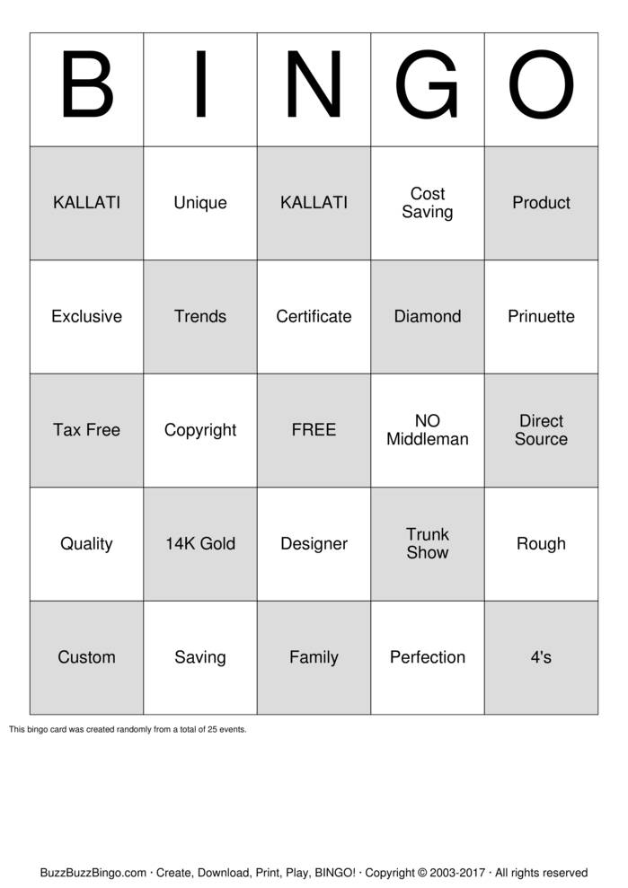 Custom Bingo Cards to Download, Print and Customize!