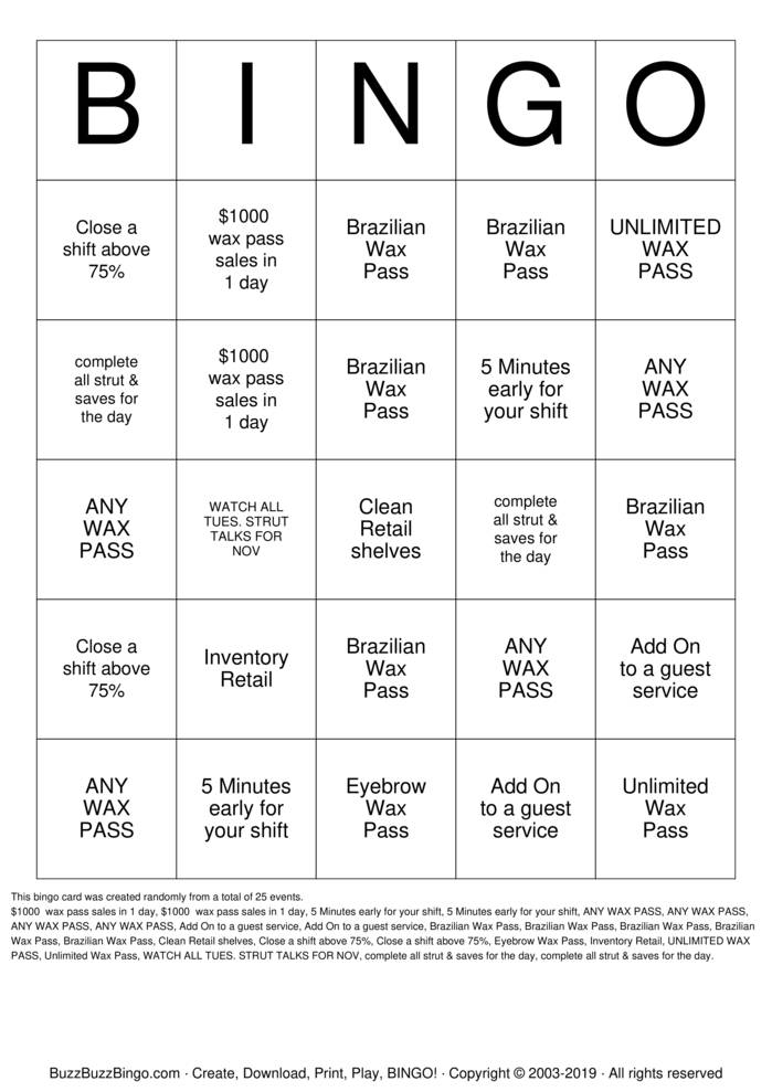 EWC GSA NOV. CONTEST Bingo Cards to Download, Print and Customize!