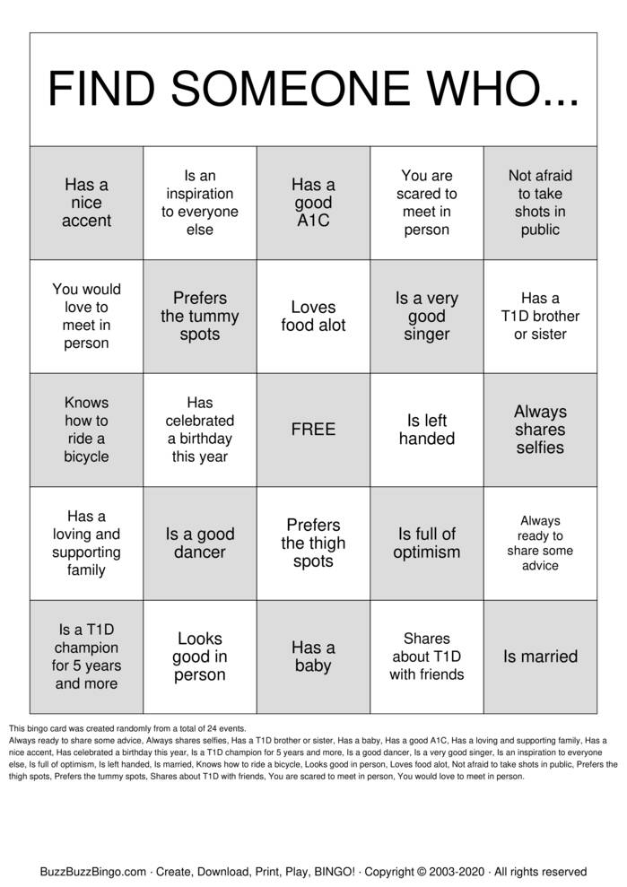 Find someone who... Bingo Cards to Download, Print and Customize!
