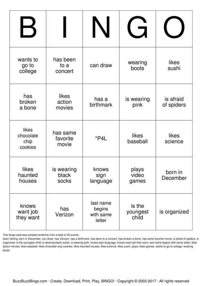 HUMAN BINGO Bingo Cards to Download, Print and Customize!