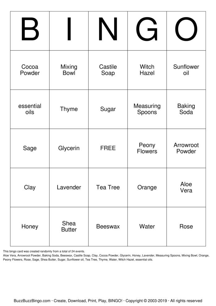 Ingredient Bingo Cards to Download, Print and Customize!