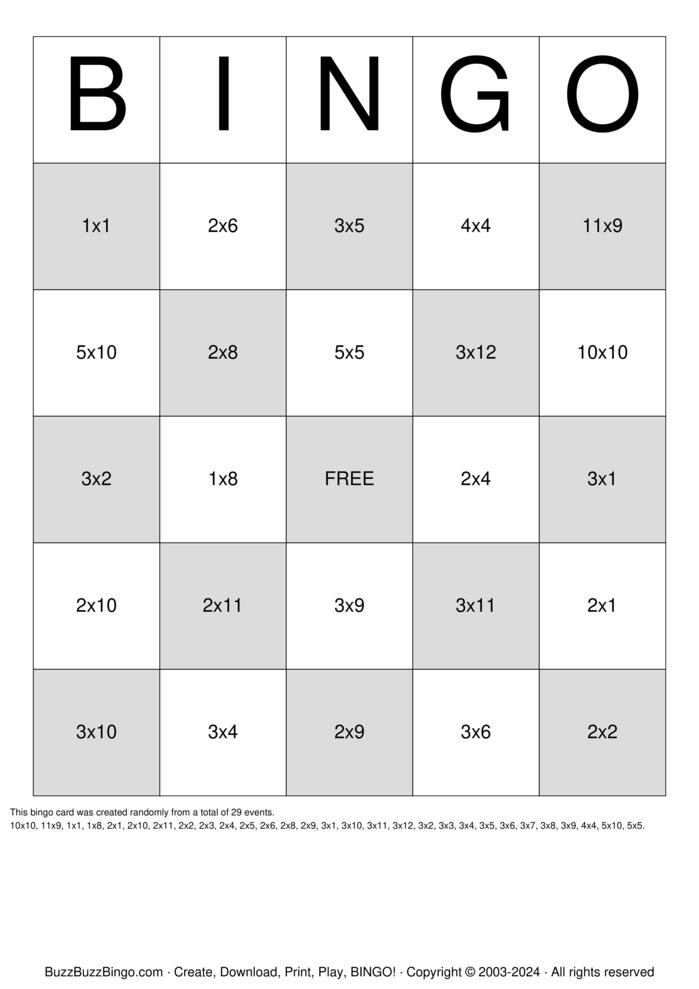 Math Multiplication Bingo Cards to Download, Print and Customize!