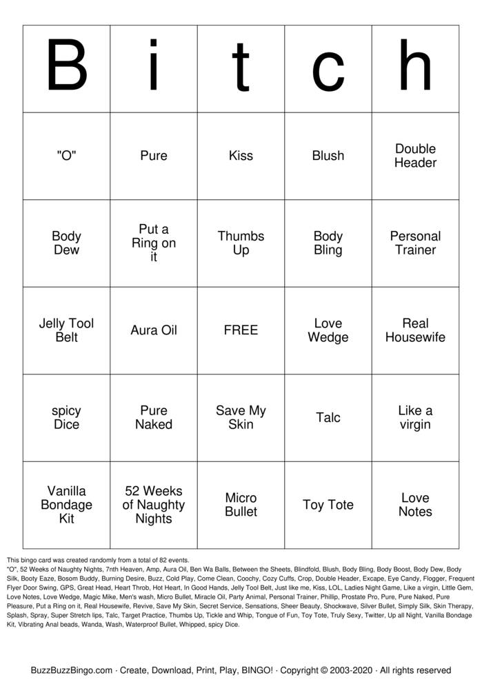 Naughty Bingo Bingo Cards to Download, Print and Customize!