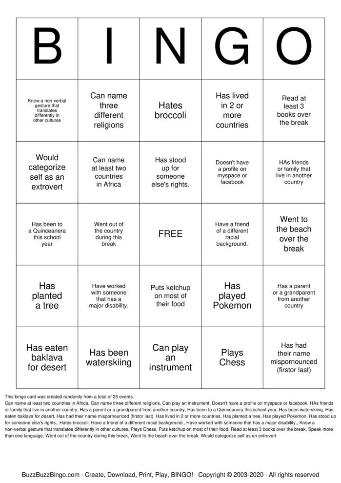 Diversity Bingo Cards To Download Print And Customize Diversity Bingo Cards To Download Print And Customize