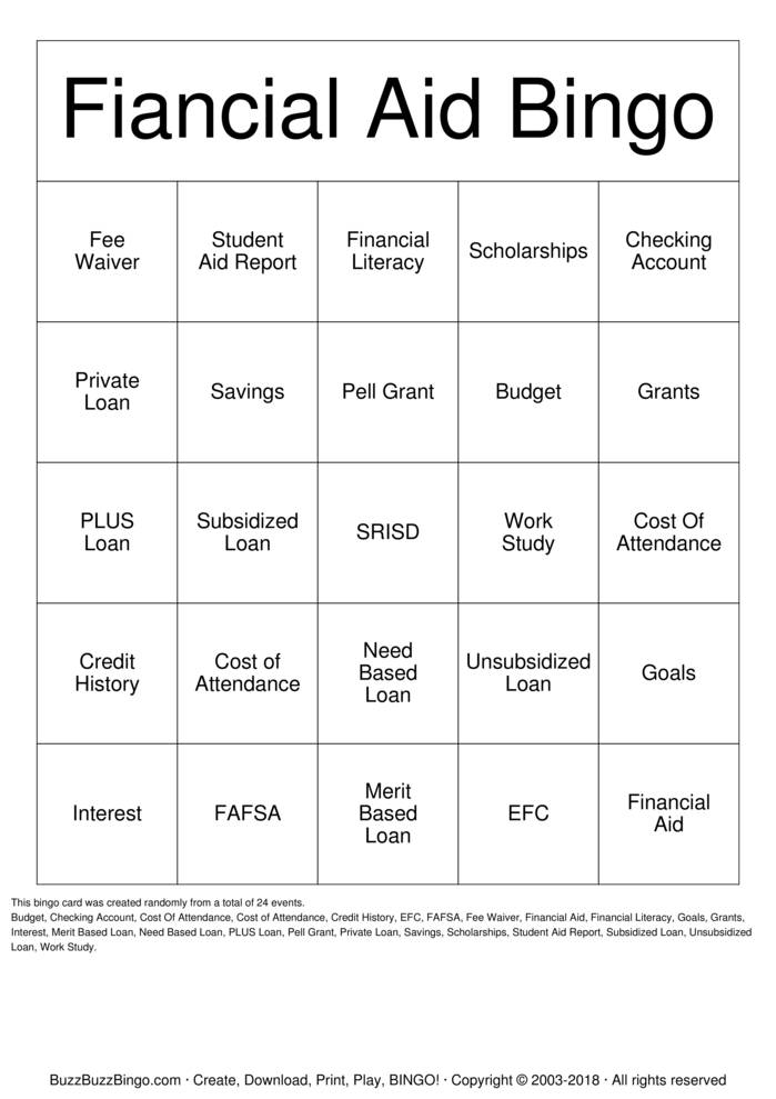 Financial Literacy Bingo Cards to Download, Print and Customize!