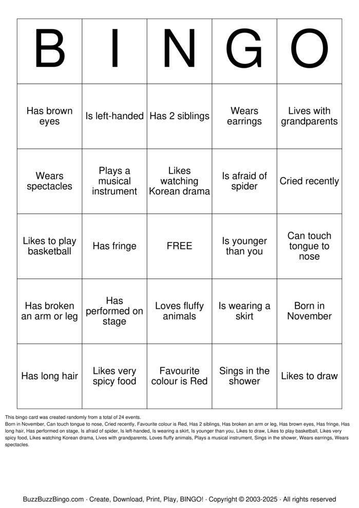 Human Bingo! Bingo Cards to Download, Print and Customize!