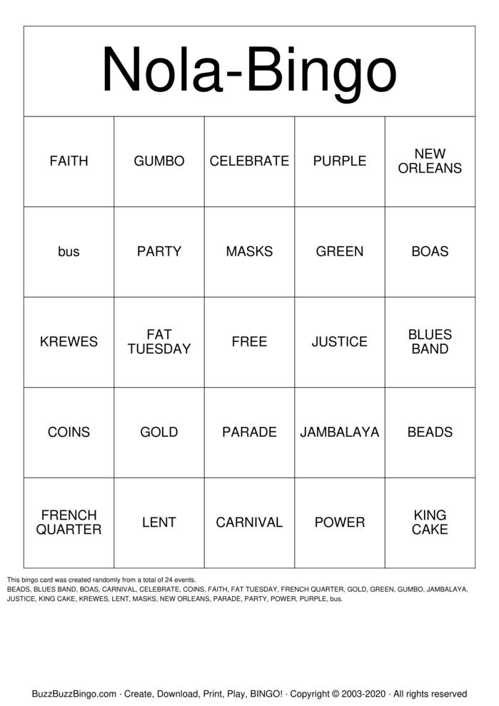 Mardi Gras Bingo Bingo Cards to Download, Print and Customize!