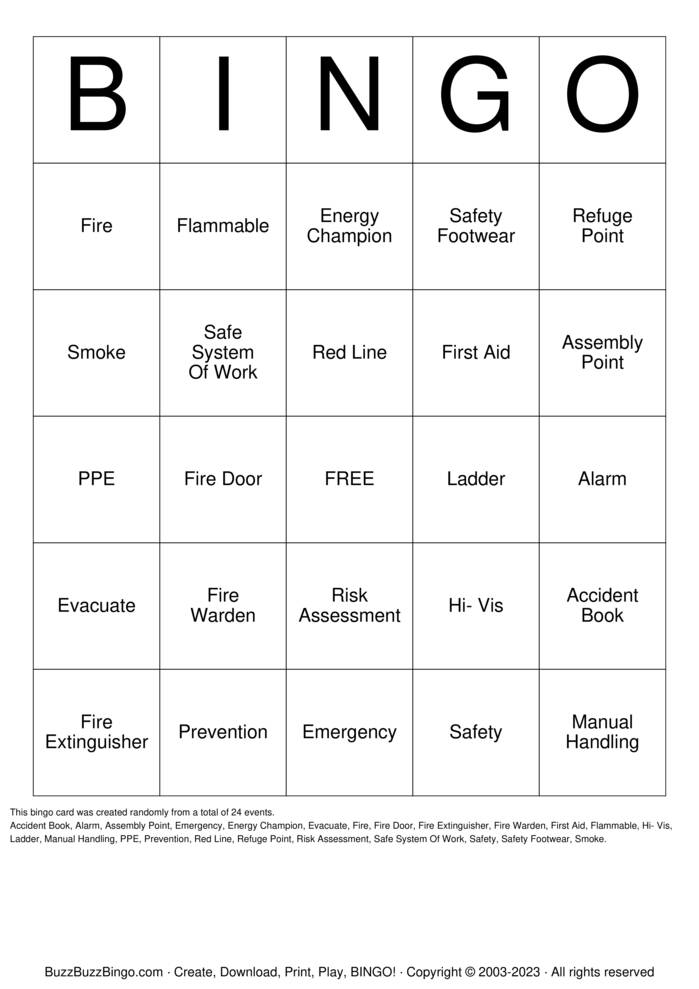 Safety Bingo Cards to Download, Print and Customize!