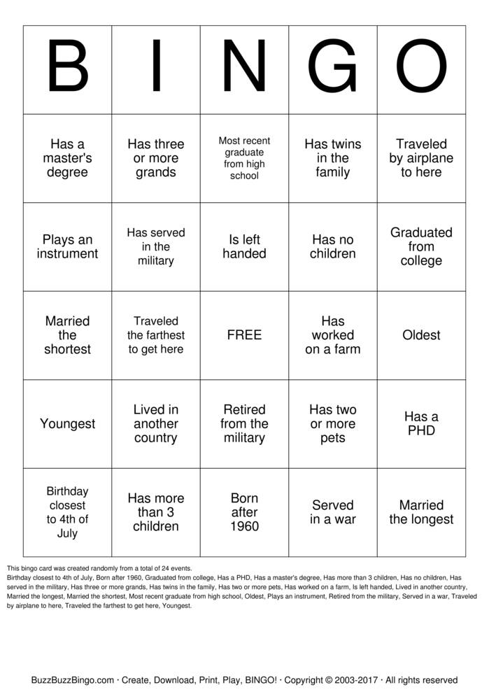 family Bingo Cards to Download, Print and Customize!