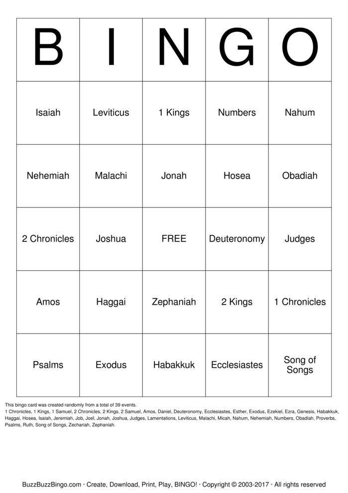 new testament Bingo Cards to Download, Print and Customize!