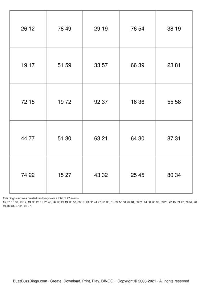 Addition Bingo Cards to Download, Print and Customize!