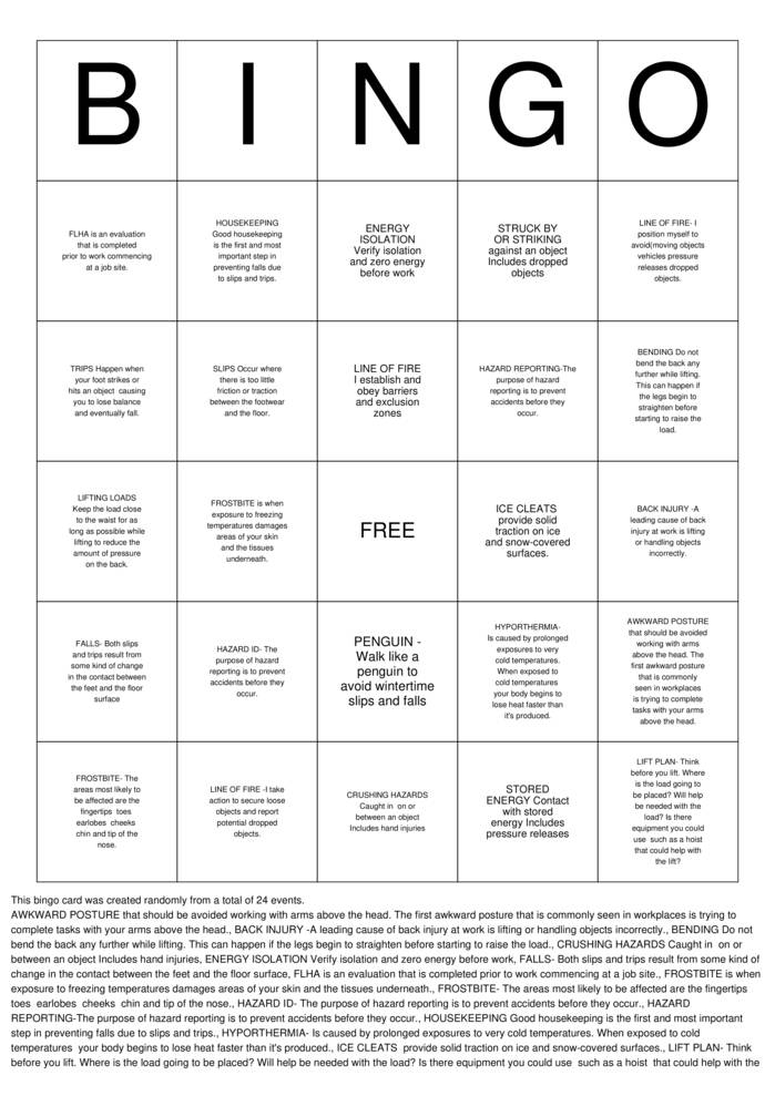 Health & Safety Bingo Cards to Download, Print and Customize!