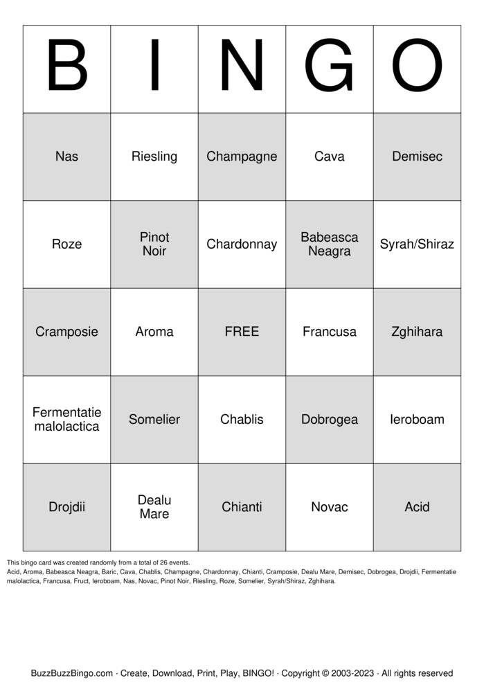 Wine Bingo Cards to Download, Print and Customize!