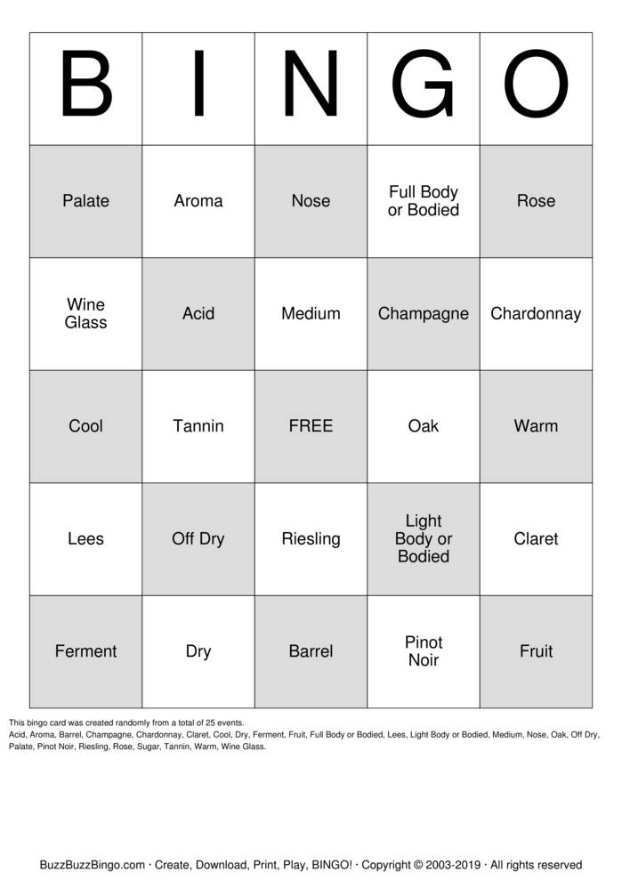 Wine Bingo Cards to Download, Print and Customize!
