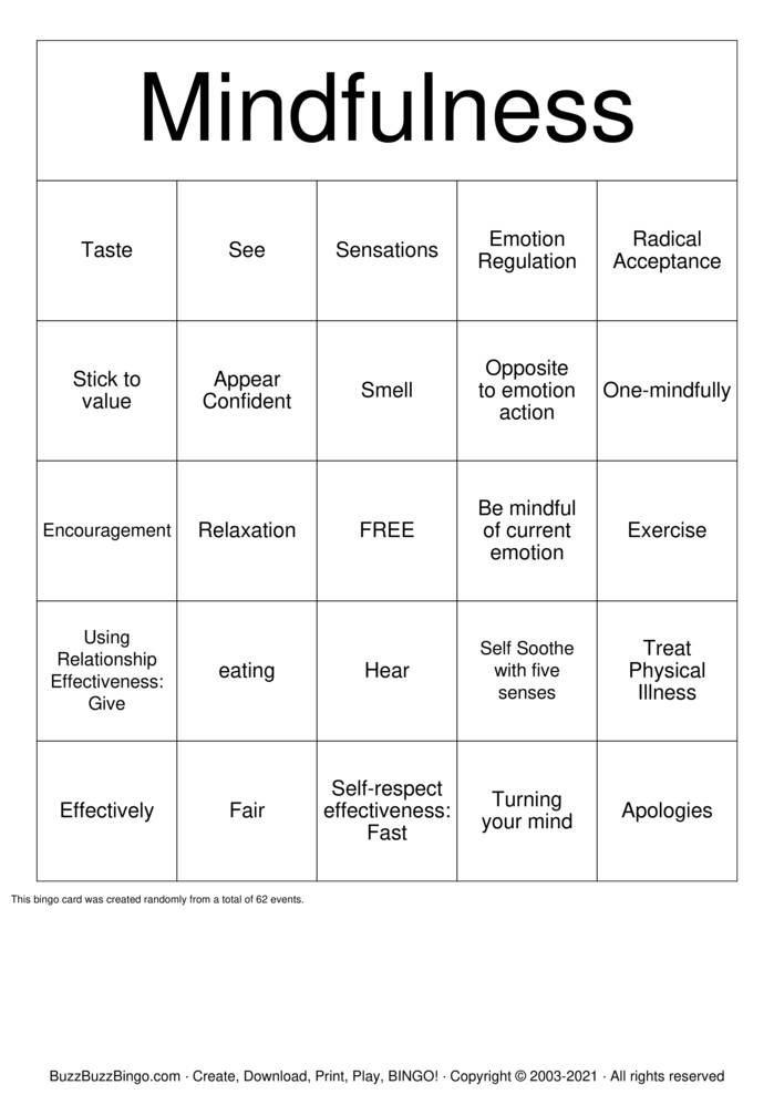 mindfulness Bingo Cards to Download, Print and Customize!