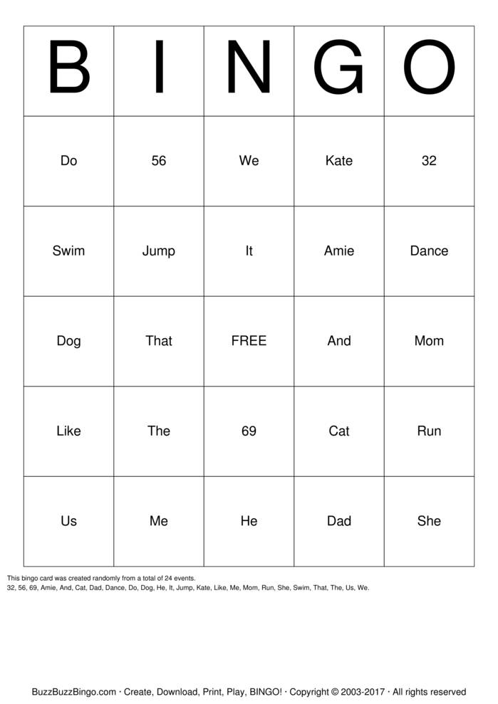 sight word Bingo Cards to Download, Print and Customize!