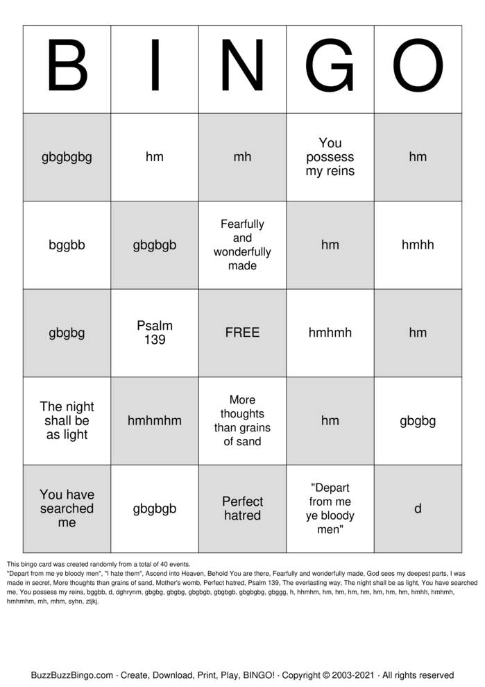 Free Printable Religious Bingo Cards