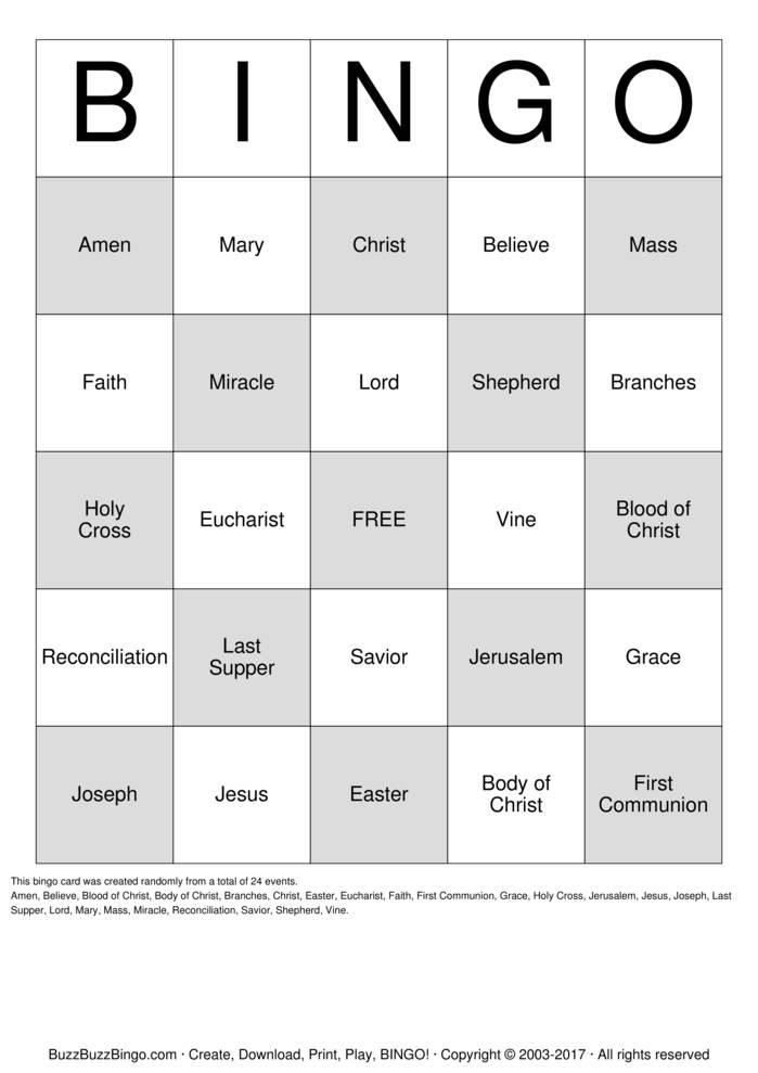 First Holy Communion Bingo Cards to Download, Print and Customize!