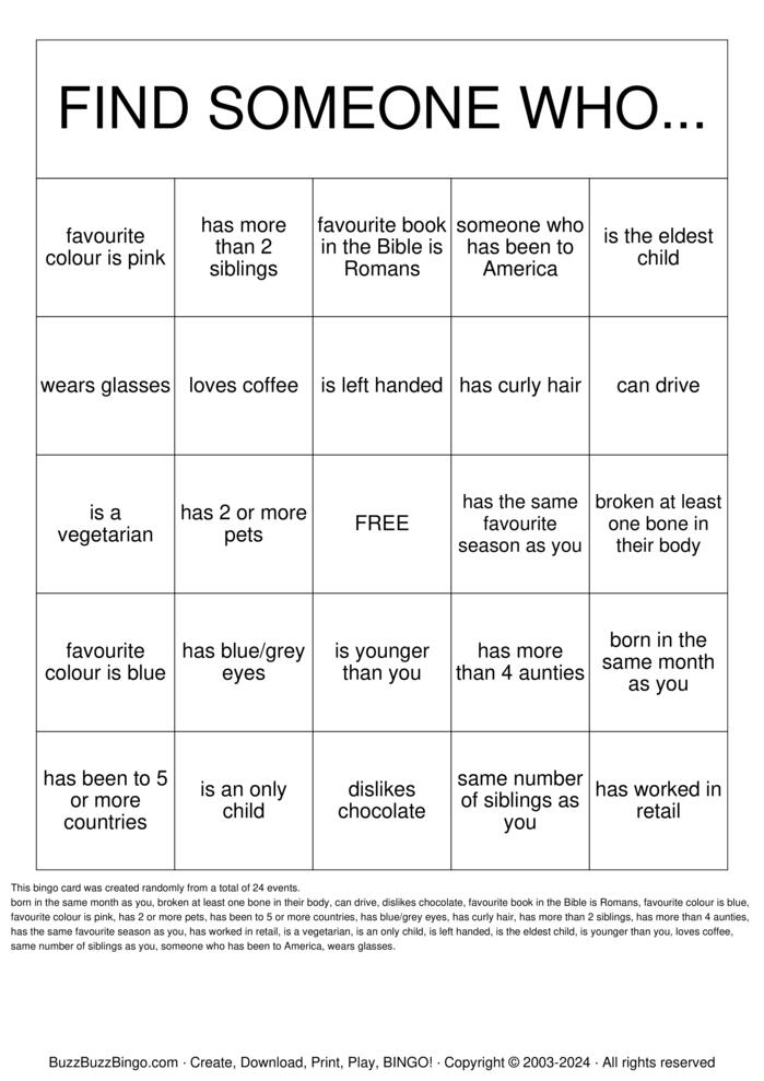 Getting to Know You! Bingo Cards to Download, Print and Customize!
