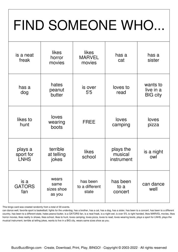 Getting to Know you! Bingo Cards to Download, Print and Customize!