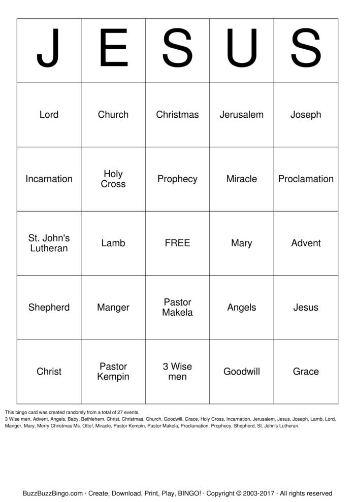 JESUS Bingo Cards to Download, Print and Customize!