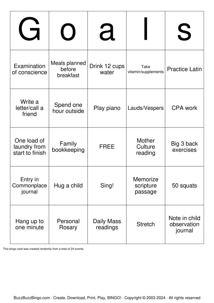 Smart Goals Bingo Cards to Download, Print and Customize!