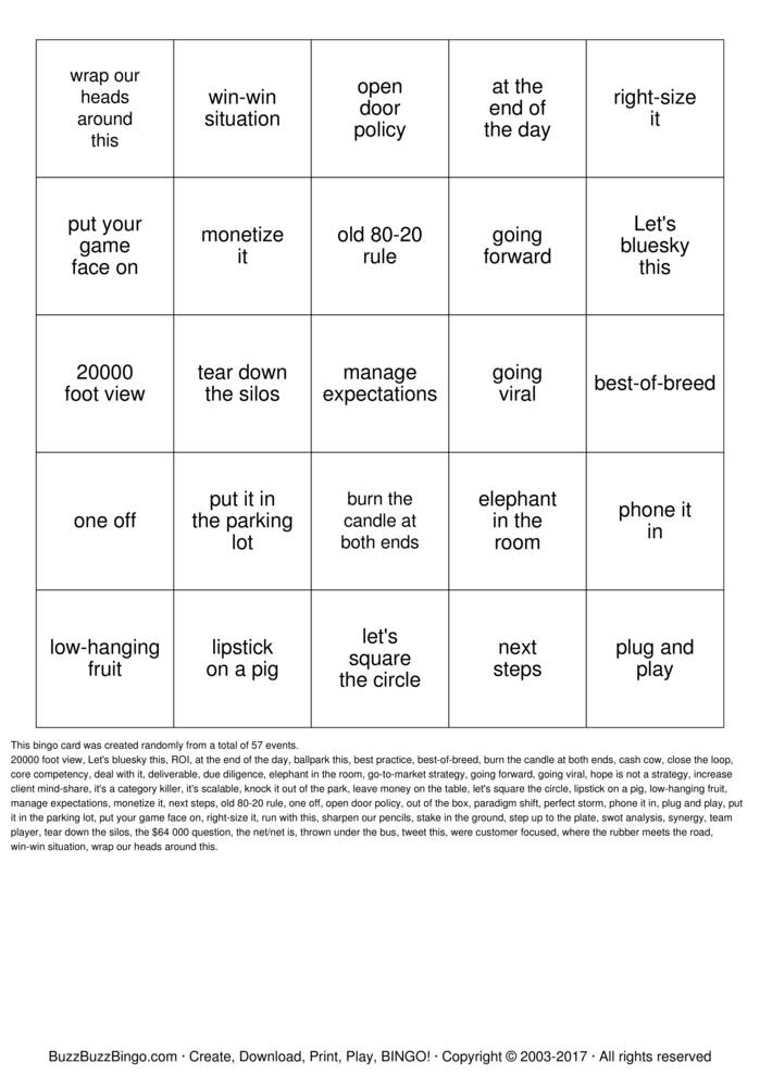 Business Buzzword Bingo Cards to Download, Print and Customize!