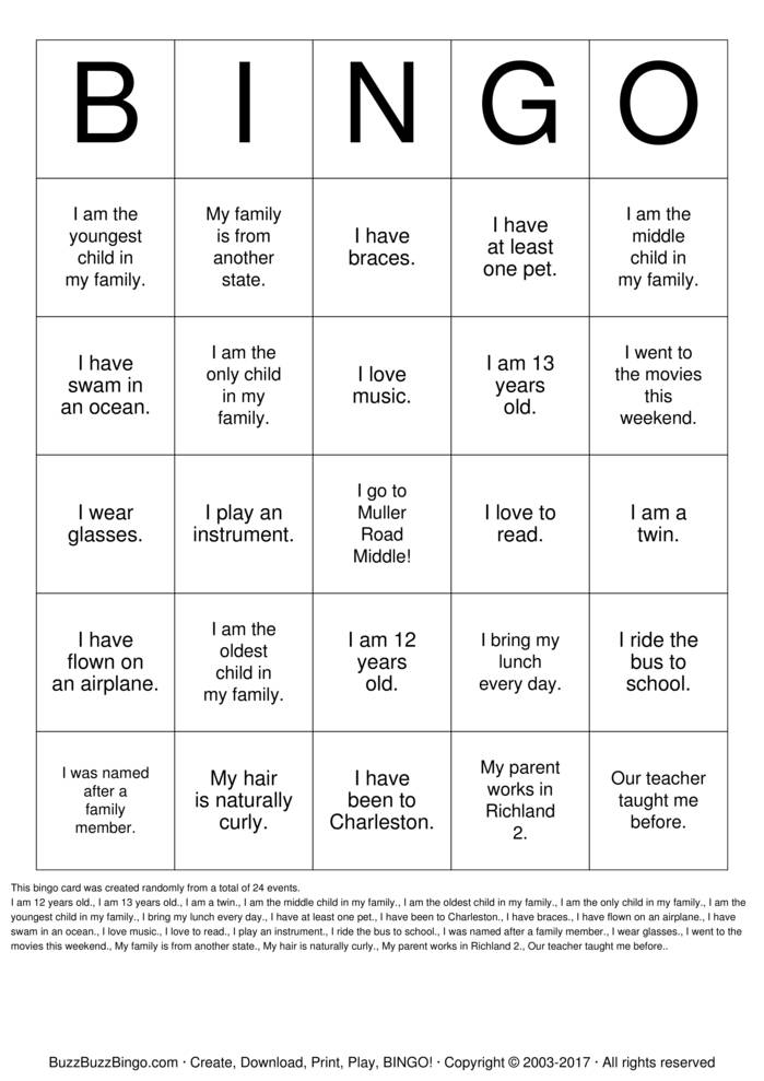 Classmate Bingo Bingo Cards to Download, Print and Customize!