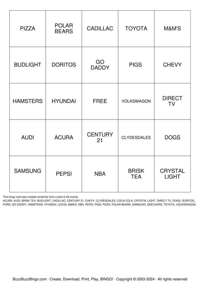 Custom Bingo Cards to Download, Print and Customize!