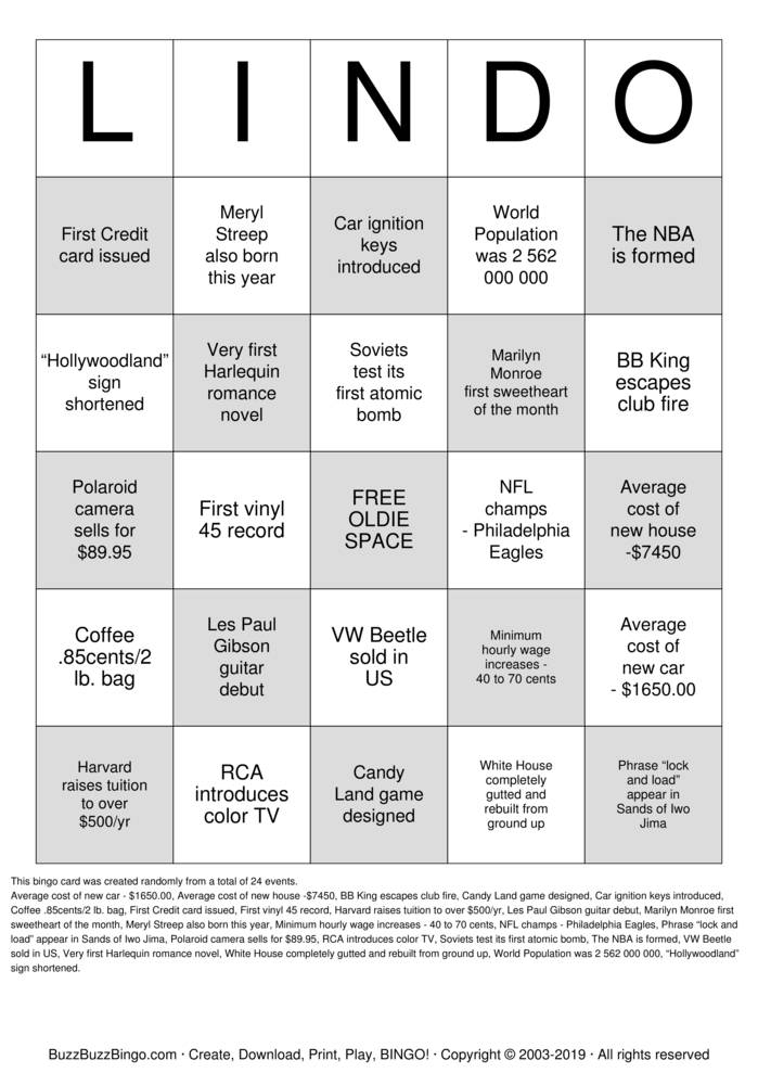 Happy 70th BDAY! Bingo Cards to Download, Print and Customize!
