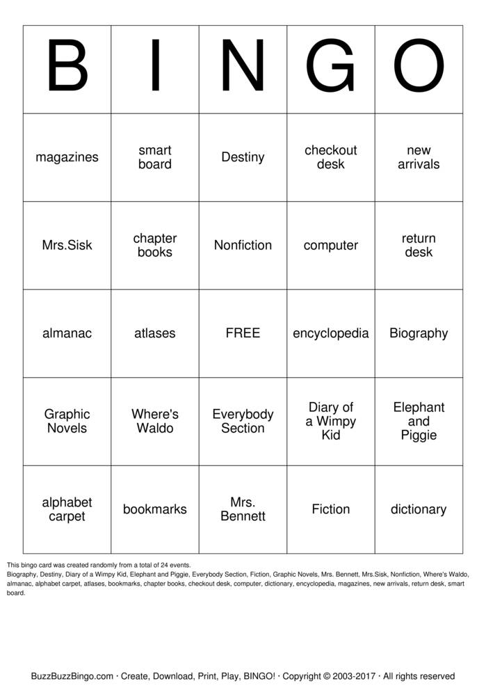 Library Bingo Bingo Cards to Download, Print and Customize!