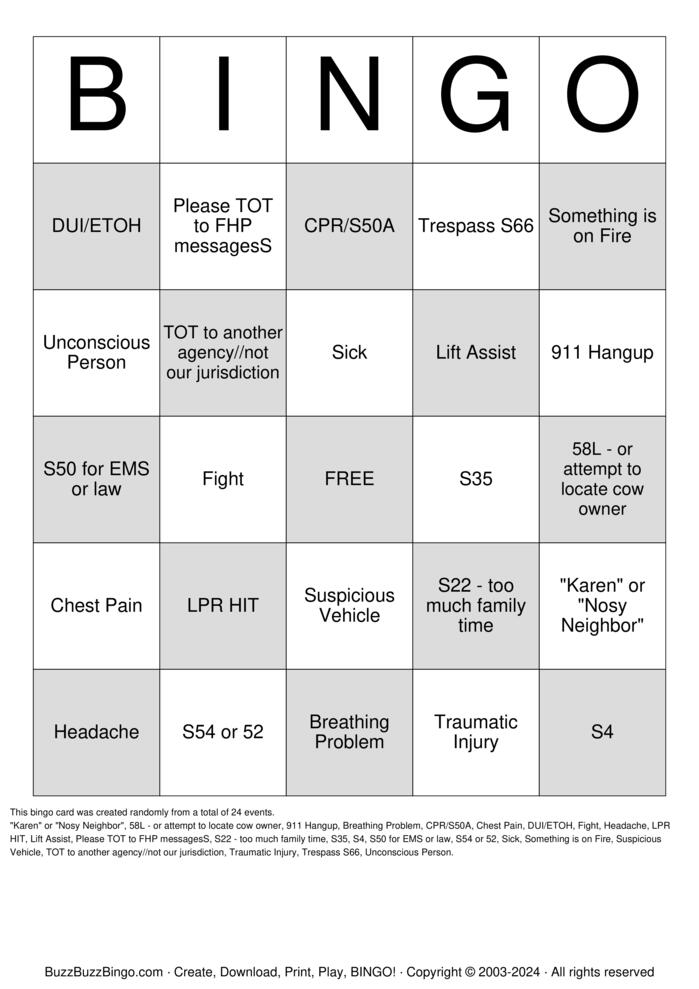 911 Christmas Bingo Bingo Cards to Download, Print and Customize!