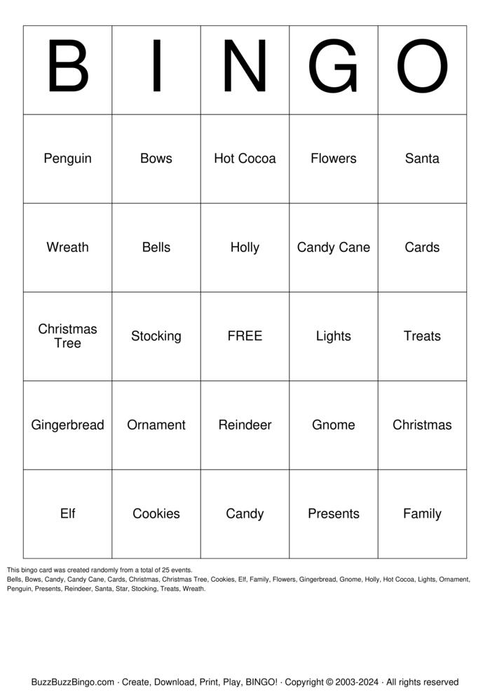 CANDY CANE Bingo Cards to Download, Print and Customize!