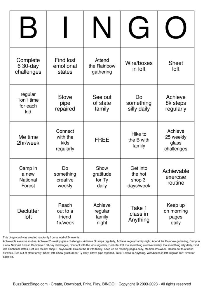 Goal Setting Bingo Cards to Download, Print and Customize!