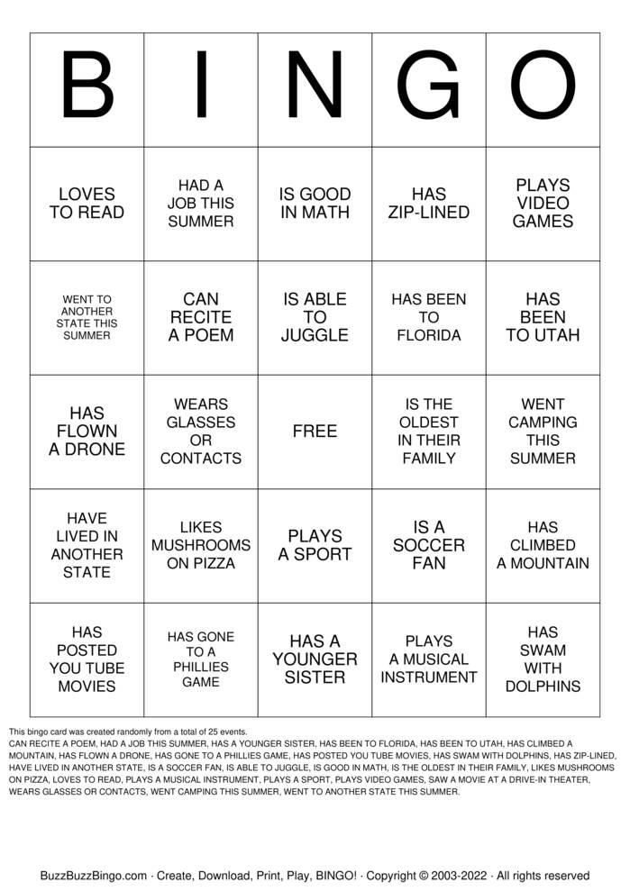 ICEBREAKER BINGO Bingo Cards to Download, Print and Customize!