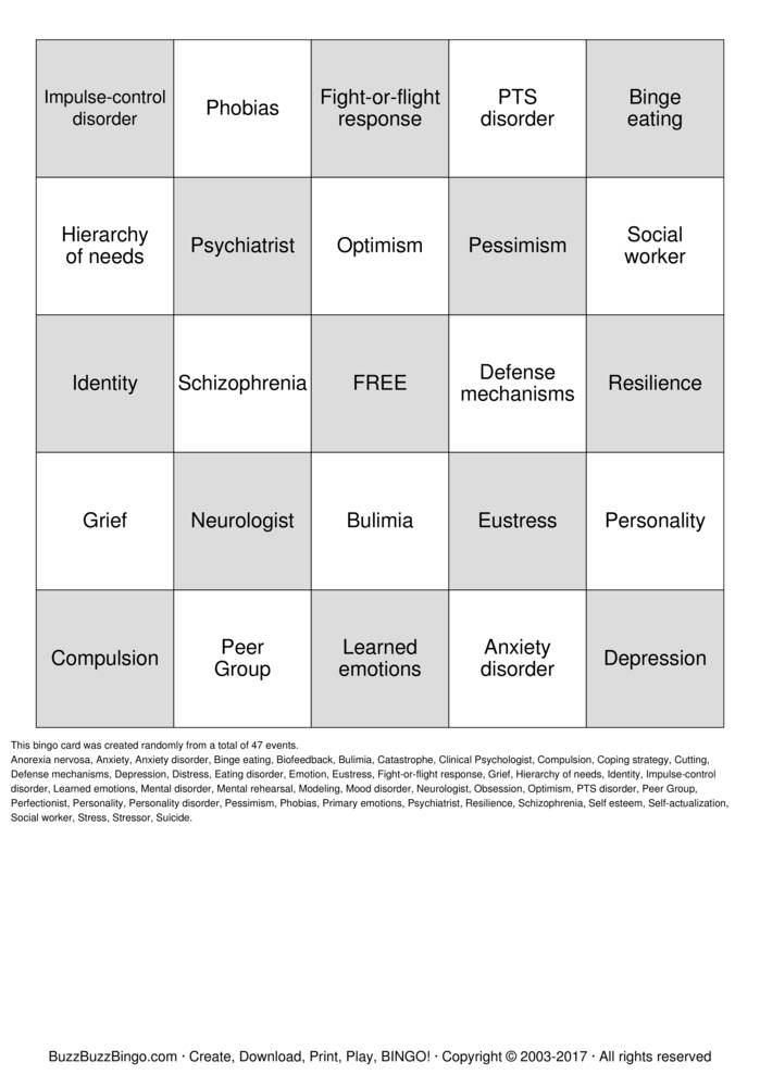 Mental Health Bingo Cards to Download, Print and Customize!