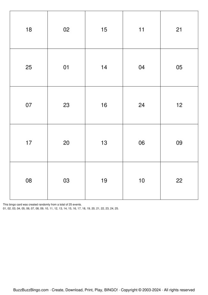Numbers 1-35 Bingo Cards to Download, Print and Customize!