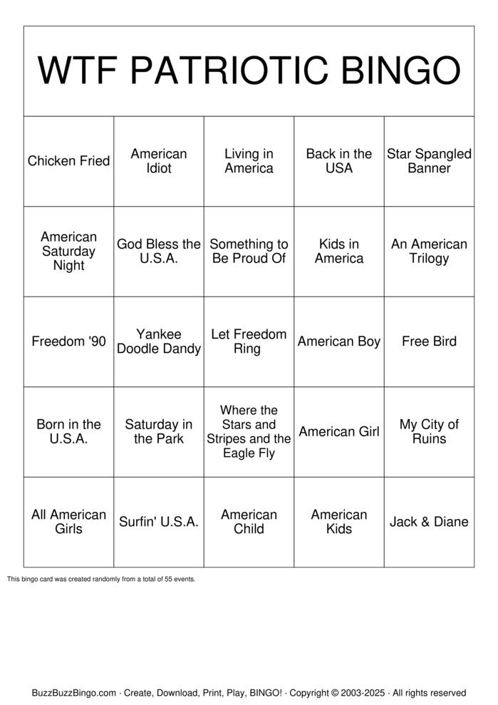 Patriotic Bingo Cards to Download, Print and Customize!