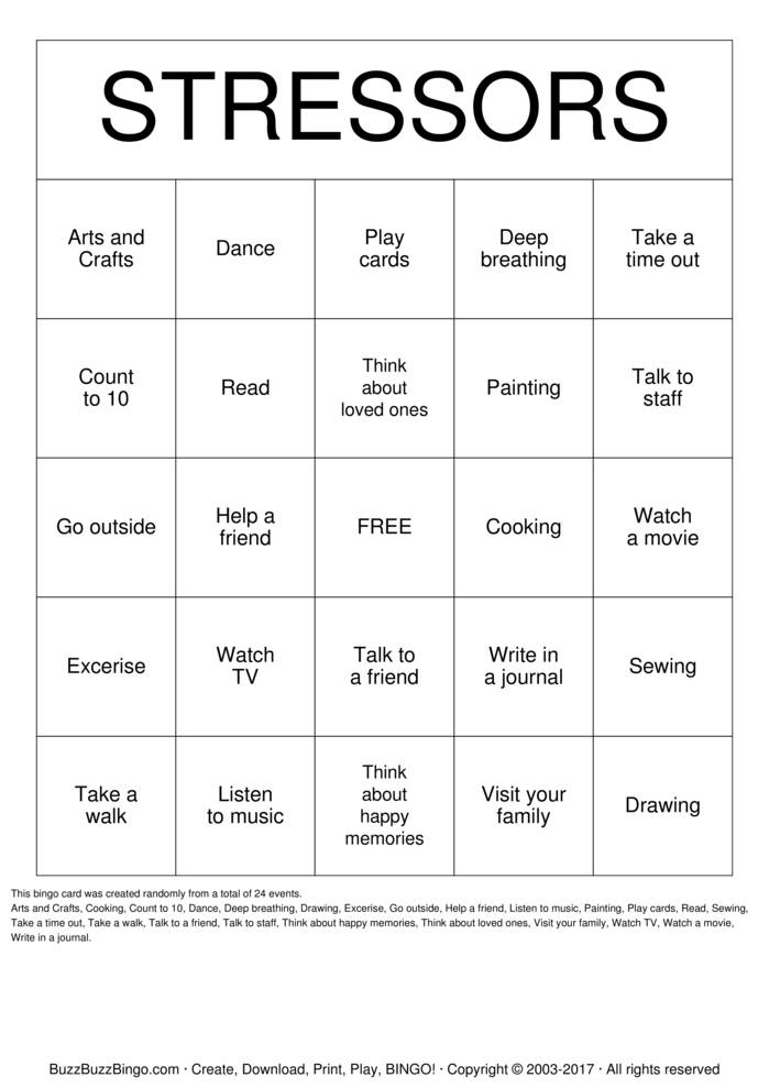 Relapse Prevention Bingo Cards To Download Print And Customize 