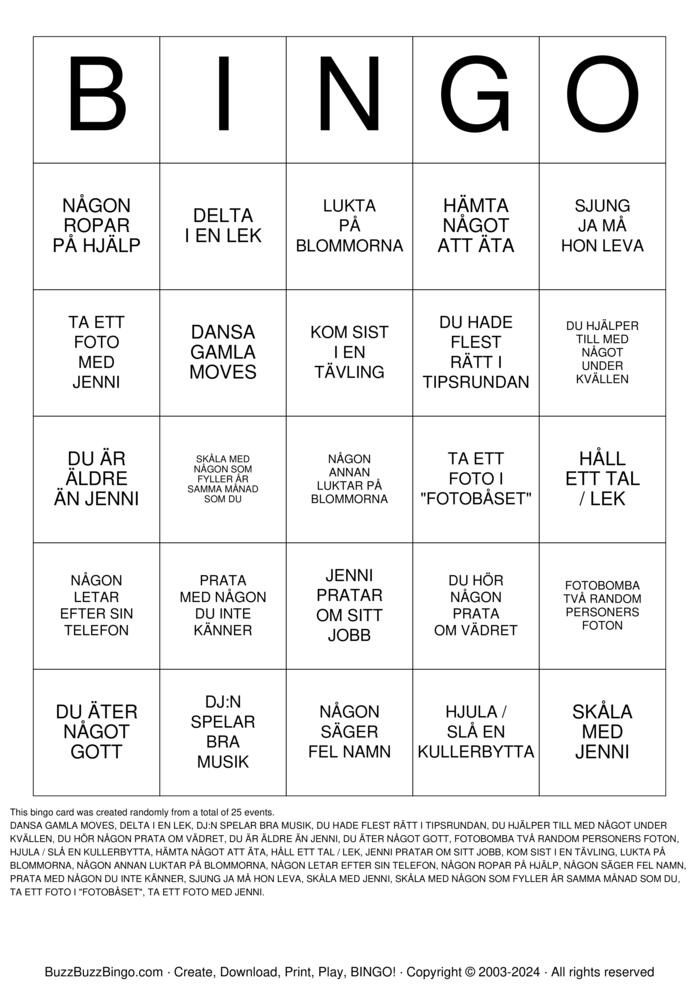 JENNI 40 ?R Bingo Cards to Download, Print and Customize!