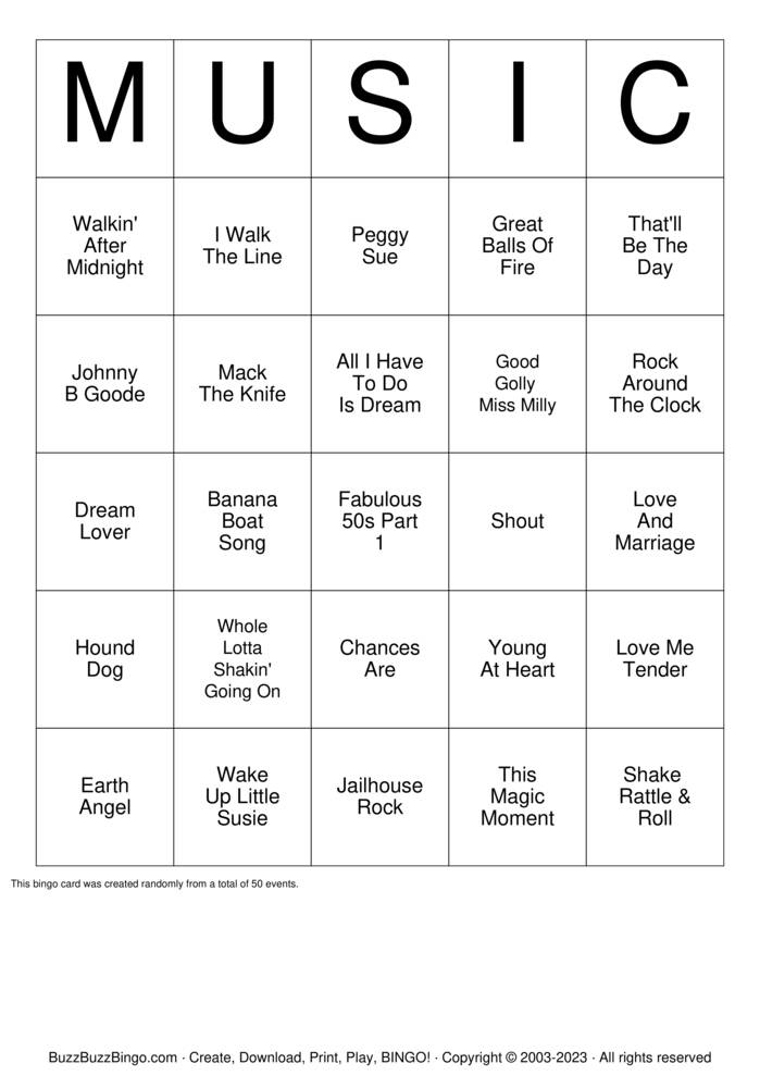 MUSIC Bingo Cards to Download, Print and Customize!