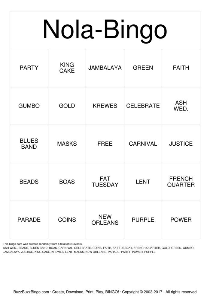 Mardi Gras Bingo Bingo Cards to Download, Print and Customize!