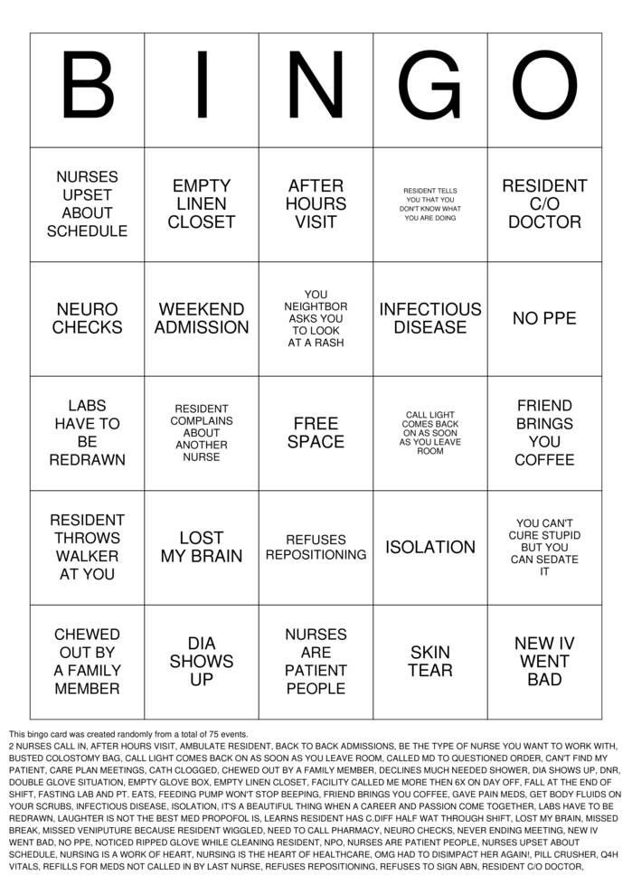 Nurse Bingo Cards to Download, Print and Customize!