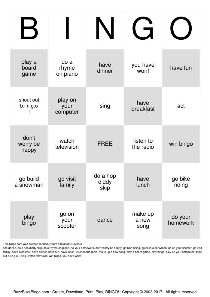 the bingo way Bingo Cards to Download, Print and Customize!