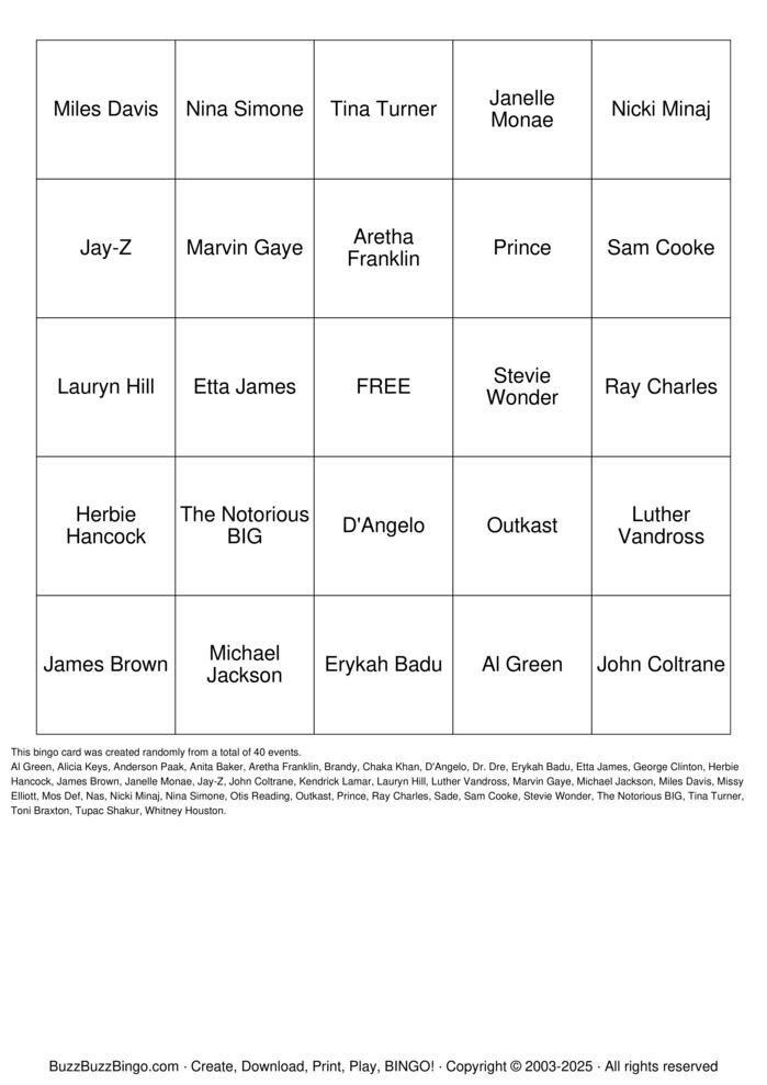 AAN June Music Month Bingo Cards to Download, Print and Customize!