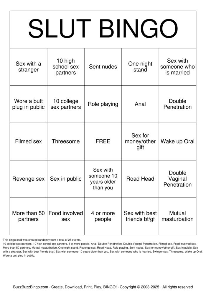 Bingo Sex Bingo Cards To Download Print And Customize