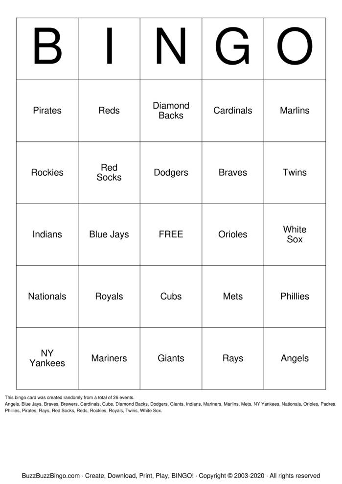 Baseball Bingo Cards to Download, Print and Customize!