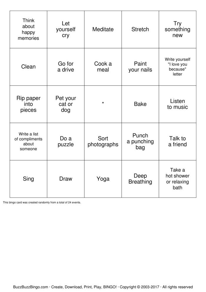 Coping Skills Bingo Cards to Download, Print and Customize!