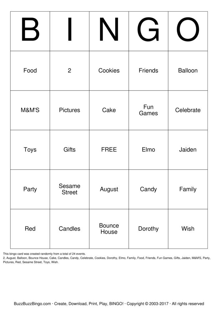 Elmo Bingo Bingo Cards to Download, Print and Customize!